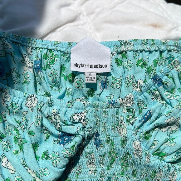 Skylar + Madison | Tops | Skylar Madison Frilly Blue Floral Top | Poshmark